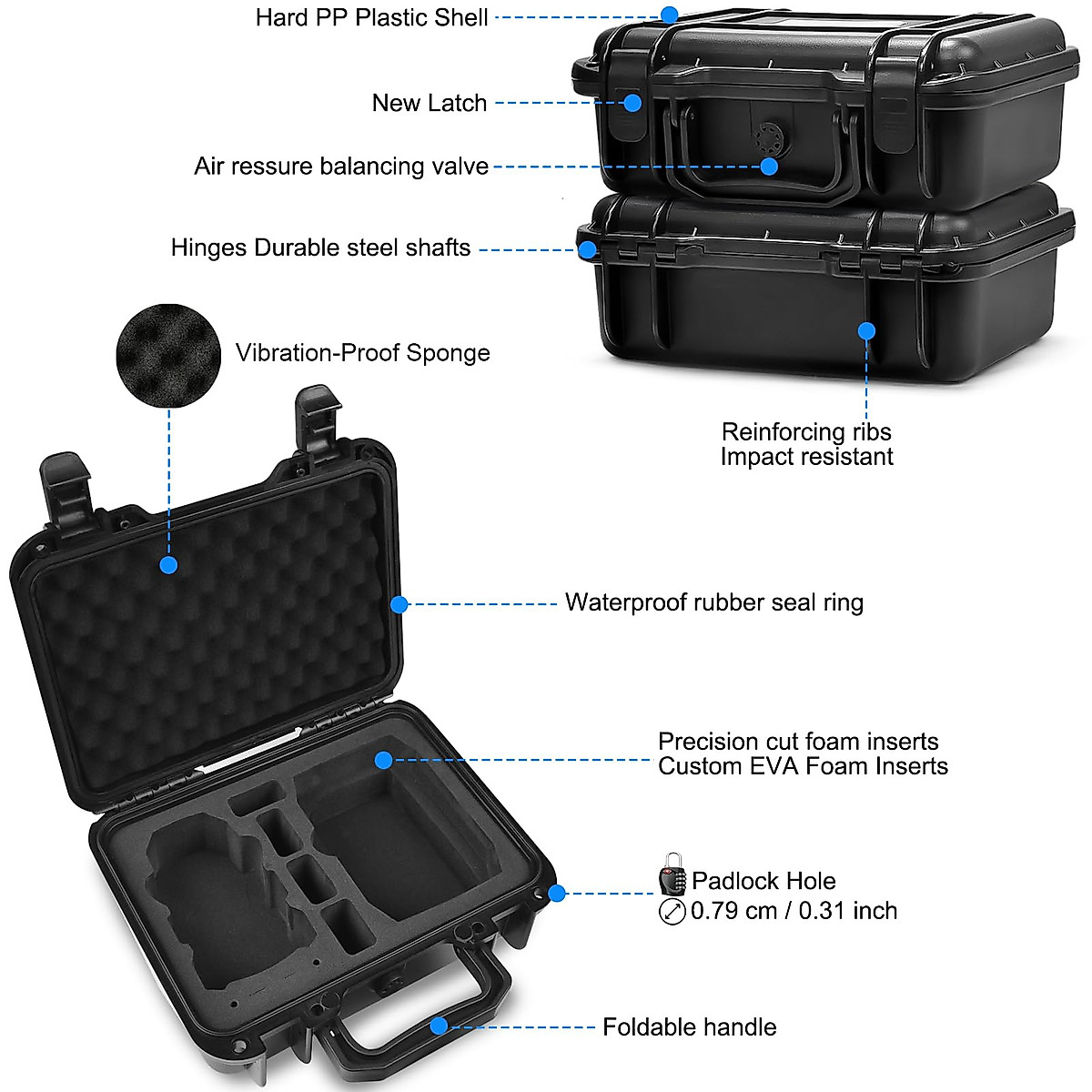 Lekufee Portable Travel Waterproof Hard Case Compatible with DJI Mini 2 SE/DJI Mini 2 Drone/DJI Mini 4K and DJI Mavic Mini 2 Drone Accessories(CASE ONLY)