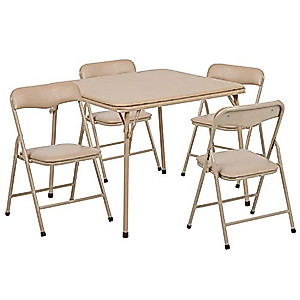 Flash Furniture Kids Tan 5 Piece Folding Table and Chair Set