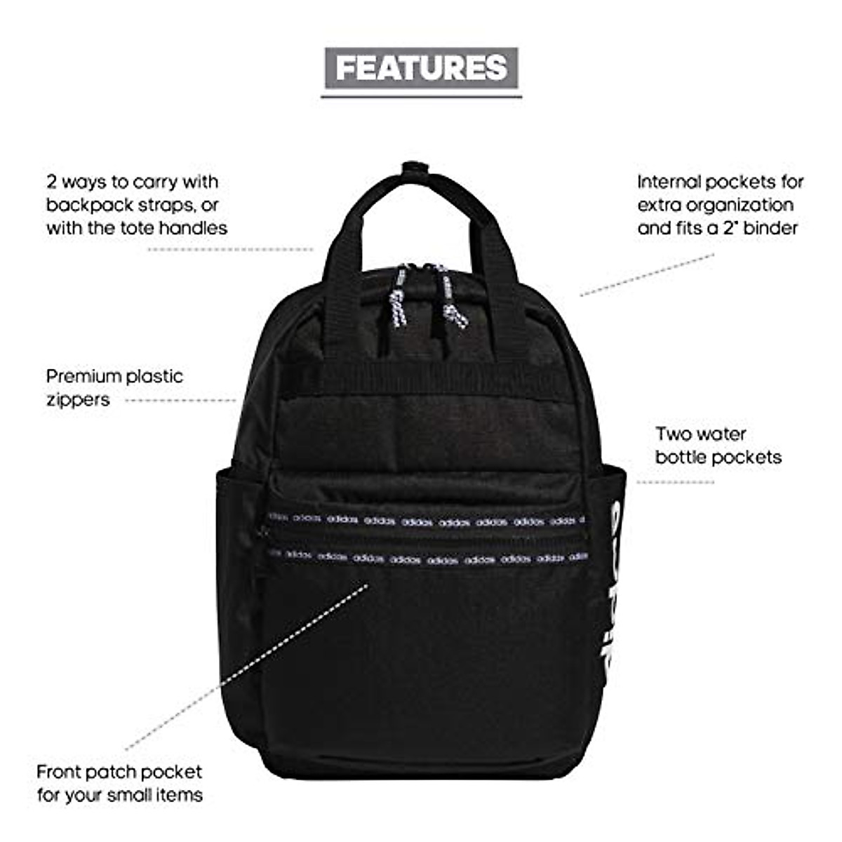 adidas Women's Essentials Backpack, Black/White, One Size