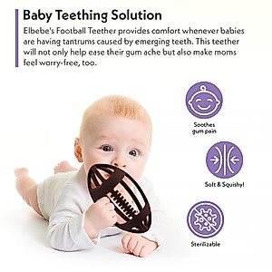 elbebe Silicone Football Baby Teether Toy -Teething Toys for Babies 0-6 months, BPA-free Baby Teething Toys, Chewable Baby Teethers 0-6 months, Baby Chew Toys for Teething Baby Relief -Chocolate Brown
