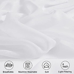 JIUZHEN White Sheer Curtains 84 Inches Long - Grommet Semi Transparent Light Filtering Window Drapes for Bedroom Living Room, 52Wx 84L, Set of 2 with Tiebacks