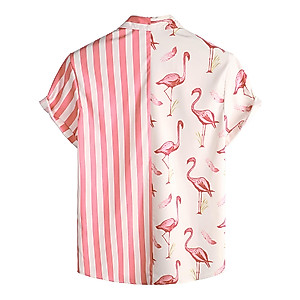 VATPAVE Mens Flamingo Hawaiian Sets Casual Short Sleeve Button Down Shirts Beach Outfits Large Pink Flamingo Shirt and Shorts