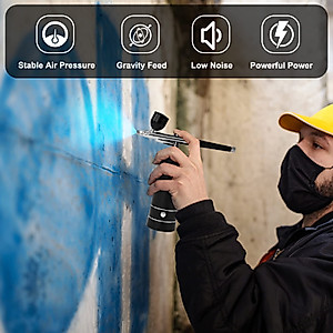 Airbrush Kit with Compressor, Auto Handheld Airbrush Gun with 0.3mm Tip, Rechargeable, Portable Air Brushes for Painting, Tattoo, Nail Art, Model Coloring, Makeup, Cake