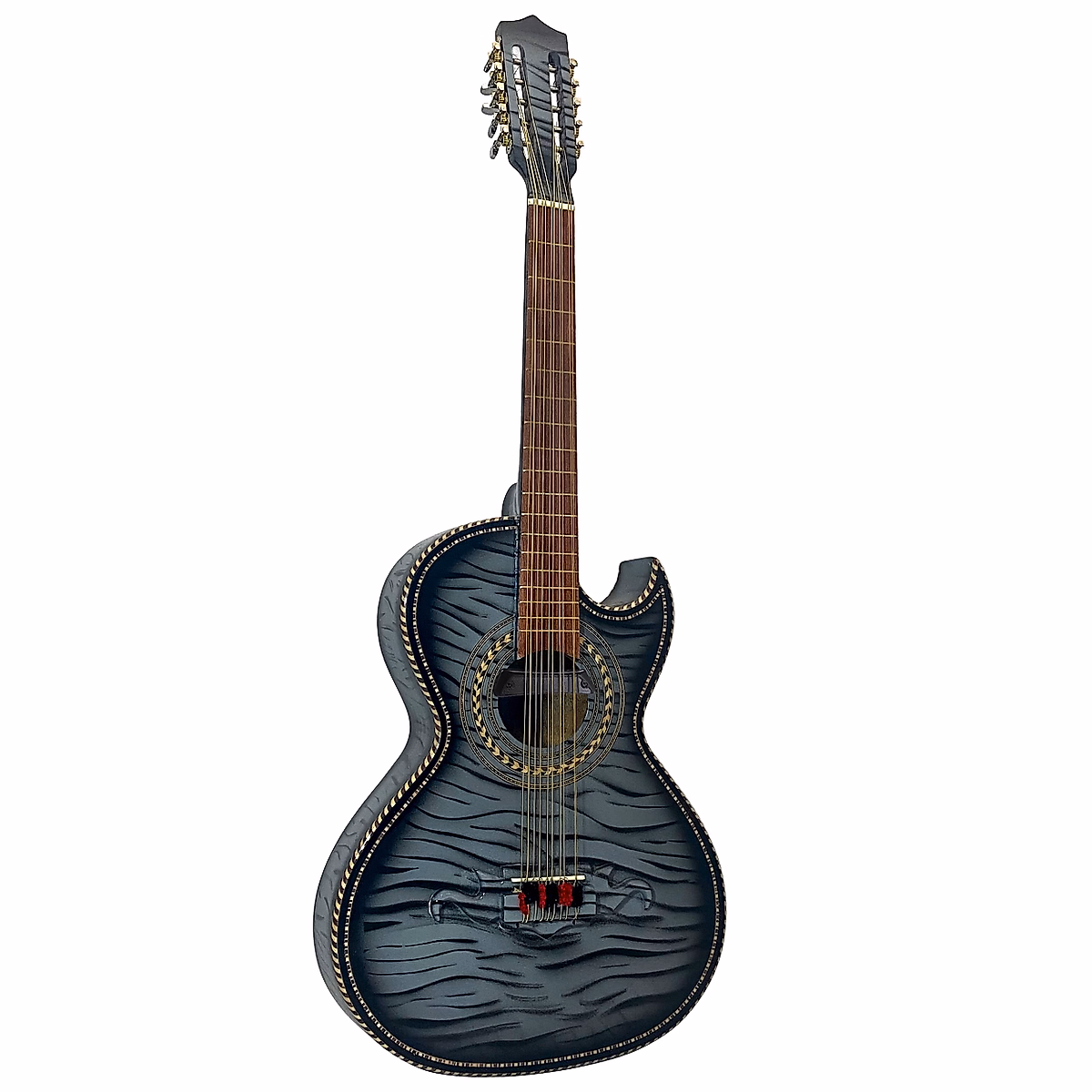D'Luca Paracho 10-String Bajo Quinto Acoustic-Electric Right-Handed Tiger Grey (DL-PQ1-EQ-TG)