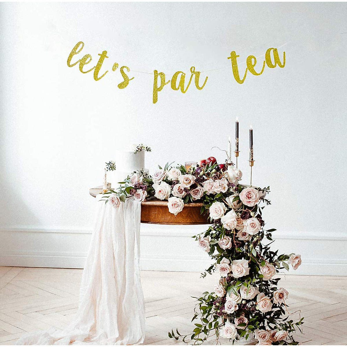 Let's Par Tea Glitter Banner Garland Sign, Tea Party Decorations, High Tea Party Banner, Bachelorette Party Decoration, Let's Party Banner