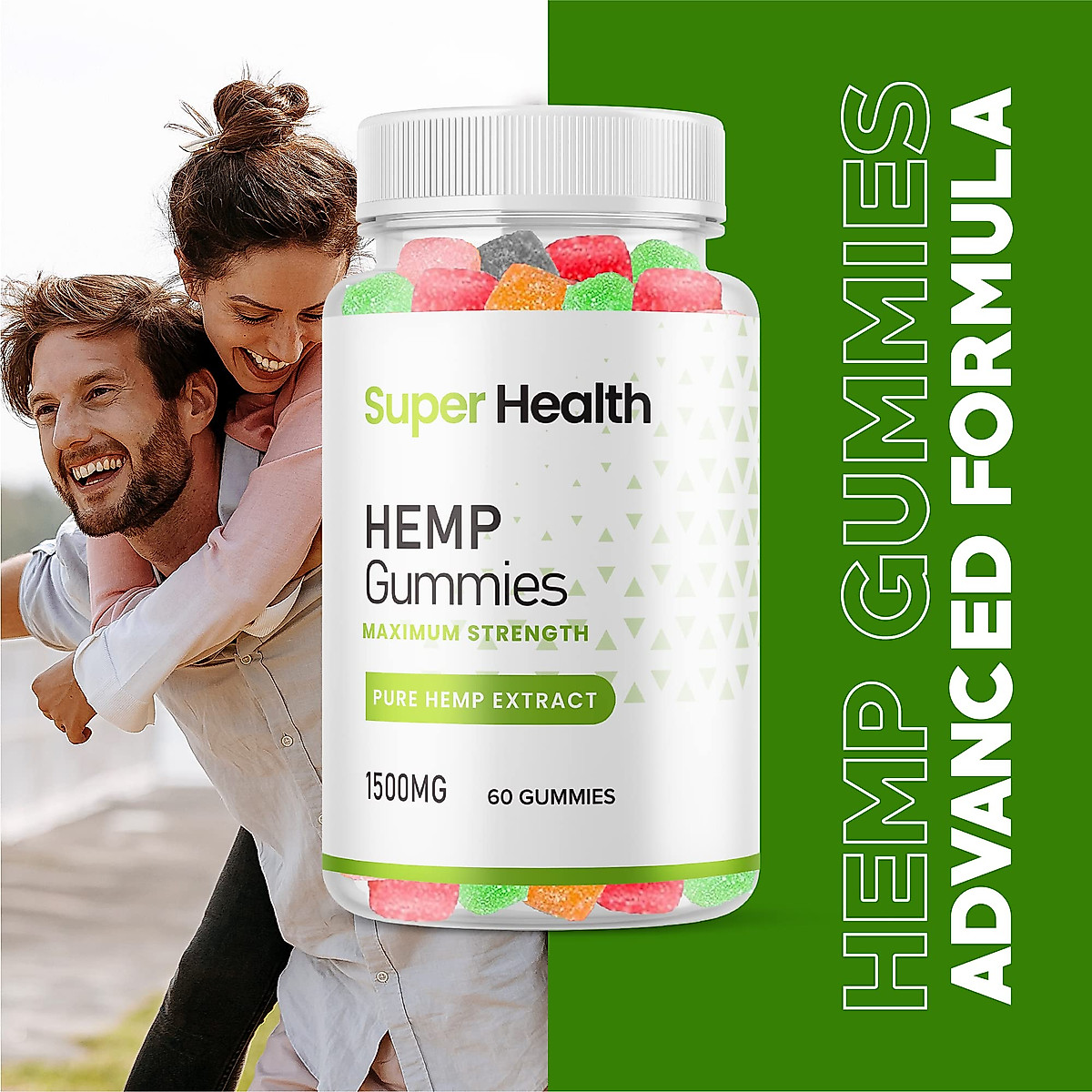 Super Health Hemp Gummies - Official Formula - Super Health Gummies Extra Strength with 25mg Per Gummy and 1500mg per Bottle, Assorted Flavors Gummies Maximum Strength New Formula 2023 (60 Gummies)