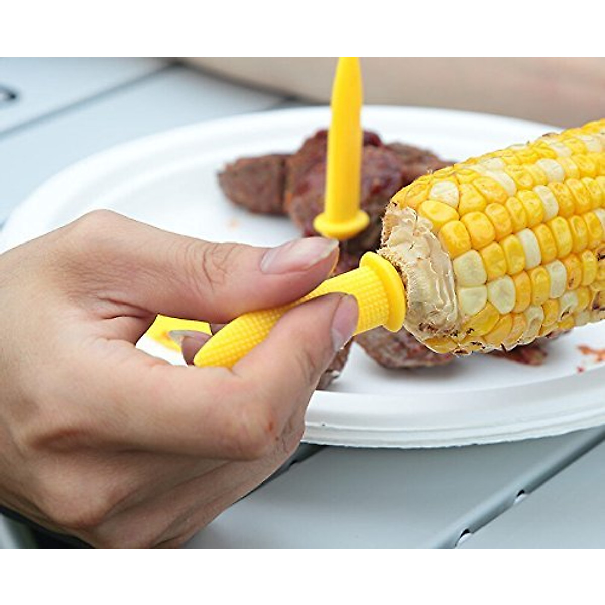 Fashionclub Corn on The Cob Holders Skewers BBQ Twin Prong Sweetcorn Holder Fork Kitchen Tool Pack of 10