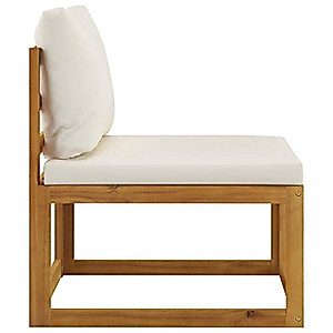 WEHUOSIF 3 Piece Patio Lounge Set with,Pool Sofa,Bistro Set,Outdoor Dining Chairs,Balcony Furniture,Footstool,Pool Sofa,for Front Porch,Garden,Patio,Backyard,Cream Cushions Solid Acacia Wood