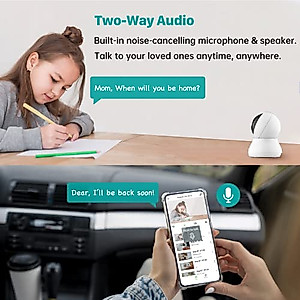 Indoor Security Camera 2K, Septekon 360° Pan Tilt Baby Monitor Pet Camera, 2.4GHz Wi-Fi Camera with Night Vision, Motion Detection, 2-Way Audio Siren, Cloud/SD Card, Compatible with Alexa,White