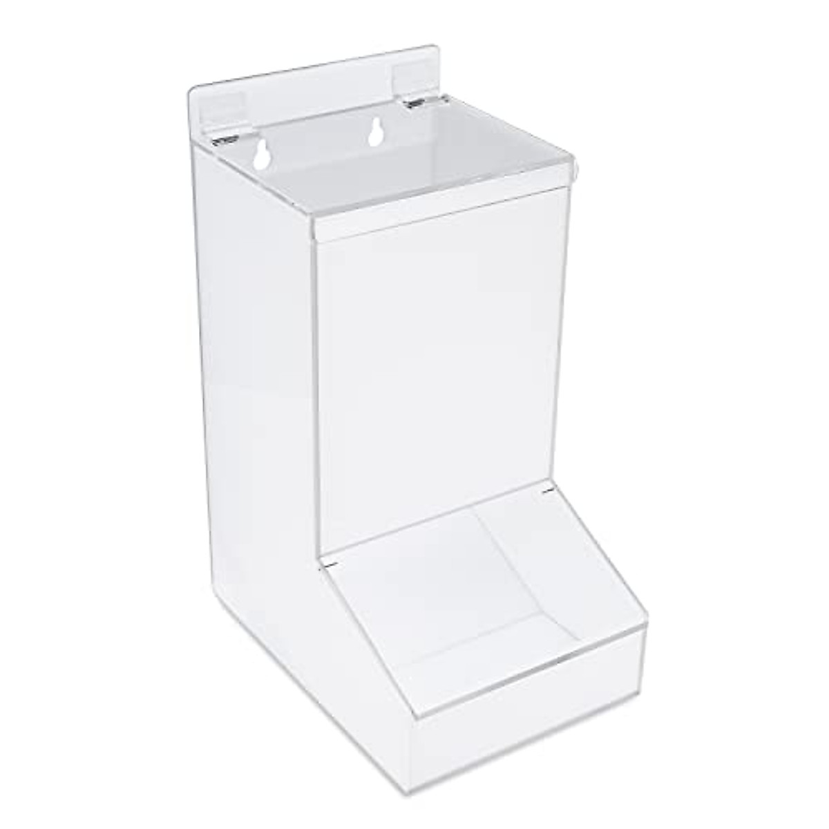 SimplyImagine White Acrylic Earplug Holder - Universal Storage Dispenser w/2 Lids for Small Bulk Accessories - Finger Cots, Coffee Creamers, Laundry Pods, Candy Bars - Stand or Mount