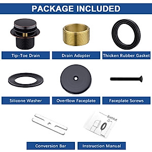 Anpean Brass Tip-Toe Bath Tub Drain Kit, Oil Rubbed Bronze Tub Drain and Overflow Kit with Single Hole