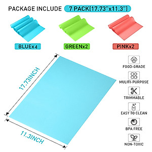 8 Pcs Refrigerator Liners, Washable Mats Covers Pads,Home Kitchen Gadgets Accessories Organization for Top Freezer Glass Shelf Wire Shelving Cupboard Cabinet Drawers 4Blue+2Green+2Red
