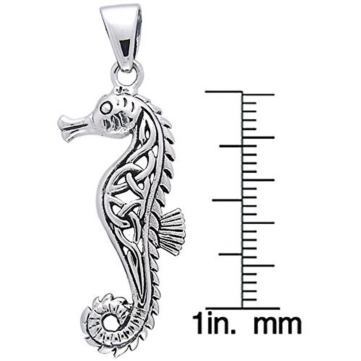 Sea Monsters - Hippocampus - Poseidon's Steed Seahorse with Celtic Knot Sterling Silver Pendant