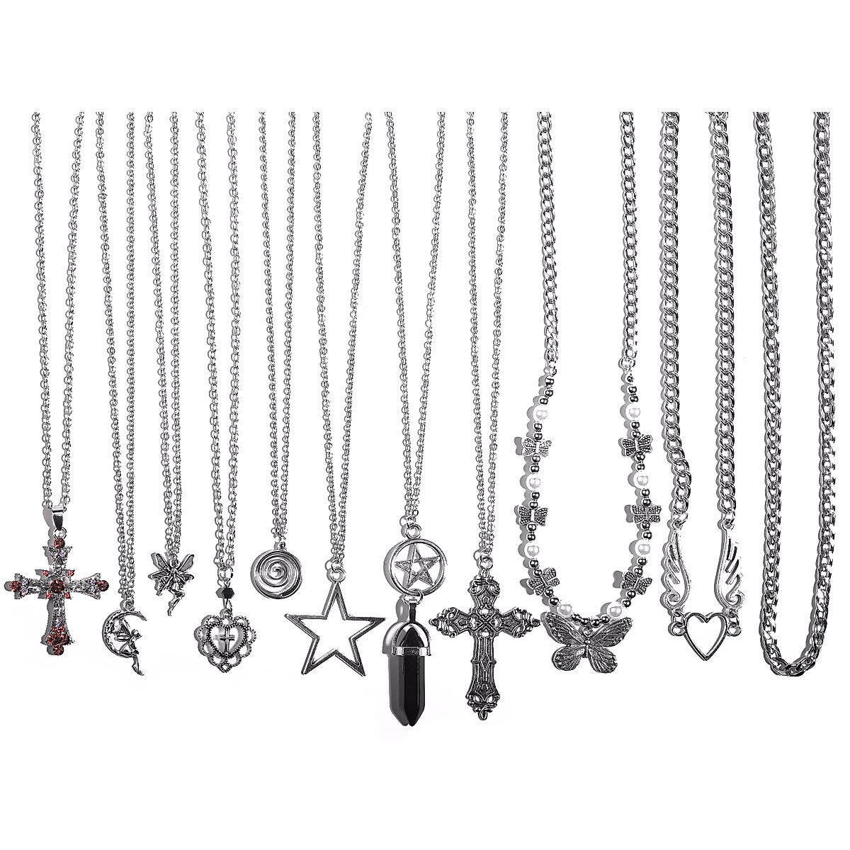 LIRUNQIN Y2k Accessories Goth Grunge Y2k Star Indie Butterfly Boho Cross Pendent Y2k Jewelry for Women Men