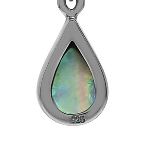 Silvershake Abalone Paua Shell Inlay White Gold Plated 925 Sterling Silver Drop Dangle Earrings