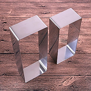 DOITOOL 2pcs Stainless Steel Rectangular Cake Mold Cutter Molding Forming Layering Cake Pastry Rings Cookie Biscuit Baking Cake Mold Rings (Size S/L)