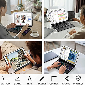 edaiser Swivel Keyboard Case for iPad 10.2 inch 9th 8th 7th, iPad Air 3rd and iPad Pro 10.5 2nd Generation: Wireless Rotatable Cover, Pencil Holder, Smart Trackpad, RGB Backlit, Black