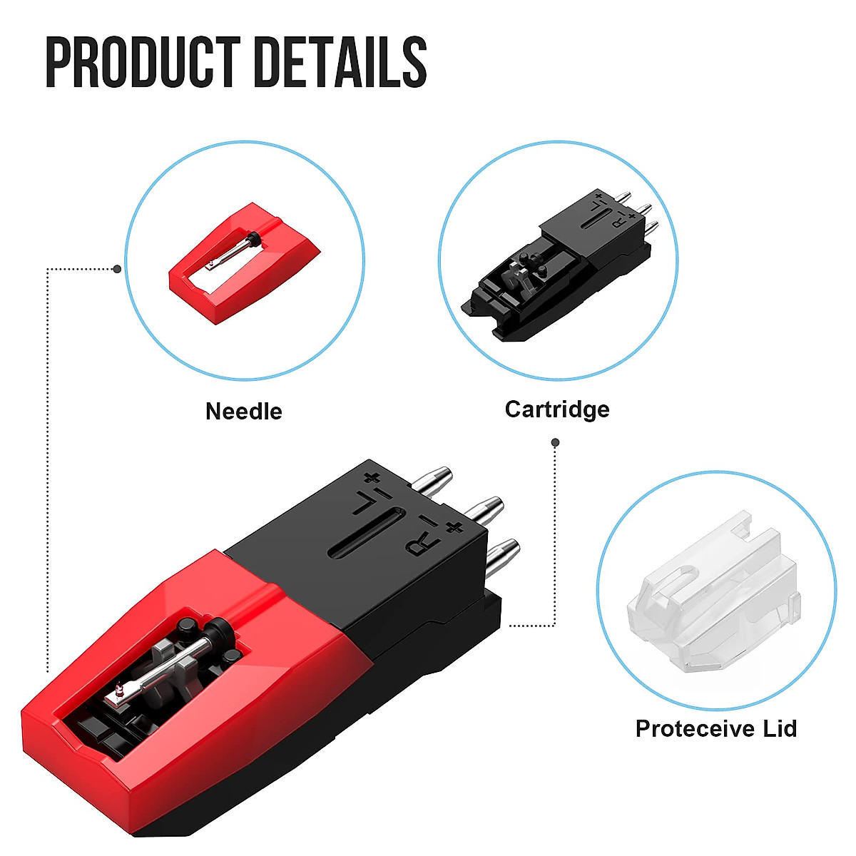 DIGITNOW Record Player Needles,3 Pack Replacement Stylus for Turntable,Upgraded Record Player Cartridge with Stylus Replacement for Vintage LP, Phonograph