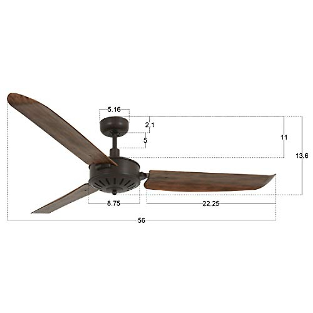Lucci Air 21101701 Carolina Ceiling Fan 56 Inch, Oil Rubbed Bronze with Dark Koa Blades