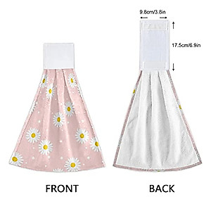 xigua Hand Wowels Pink Daisy Hand Towels for Bathroom Kitchen Hanging Hand Towels Ultra Soft and Highly Absorbent Quick-Dry Hand Towels 18.2x14in