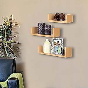 ARAD Set of 3 Floating U Shelves in Beech Veneer Finish