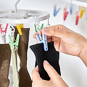 Clips Drip Hanger, Oval Shape Clips Drip Hanger Moisture-Proof Plastic Rotating Hooks Underwear Drying Rack Household Supplies Sock Drying Hanger