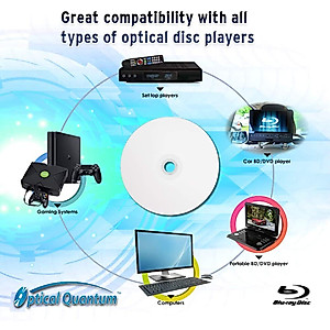 Optical Quantum 6X 50GB BD-R DL White Inkjet Printable Blu-ray Double Layer Recordable Media, 50-Disc Spindle