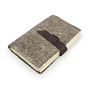 Kathmandu Valley Co. Nepali Traveler Vintage Journal with Handmade Wool Felt and Lokta Paper, 5x8 inch Notebook, Made in the Himalayas of Nepal, Nature's Wool