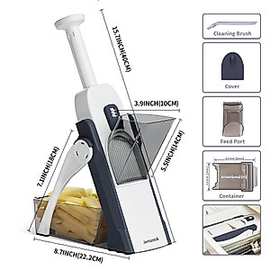 Jonscook Multifunctional Kitchen Gadgets Mandoline Food Slicer, Safe Veggie Chopper Vegetable Cutter, French Fry Cutter Onion Chopper Vegetable Slicer Fruit Cutter Dicer For Meal Prep - DeepBlue