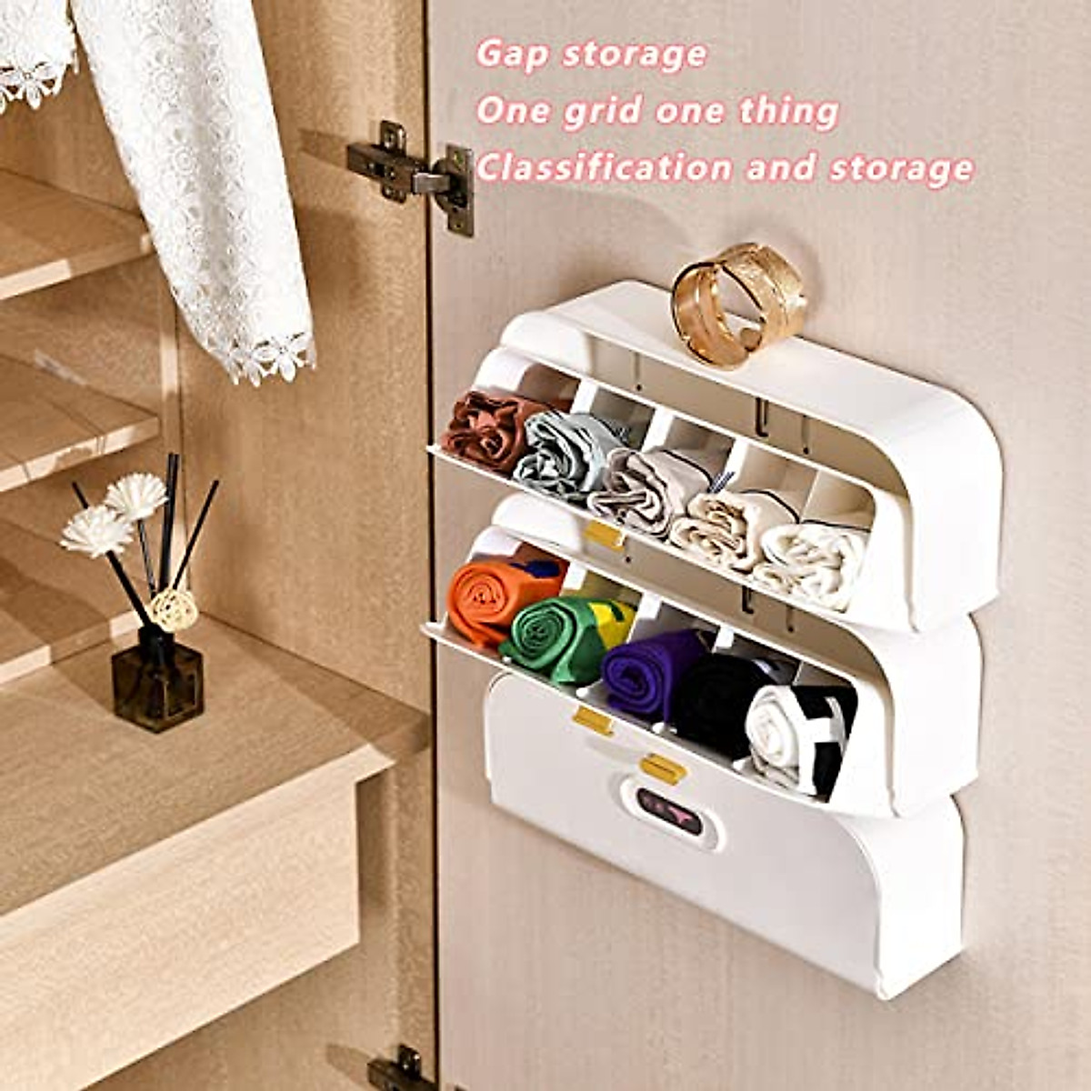 ACGrade organizer,Wall-mounted Clamshell underwear Sock Organizer Box,Home wardrobe sock organizer,Closet Storage Bin,for Socks, Underwear,Ties,Belts(3pcs) 12.6x4.7x3.5 inch