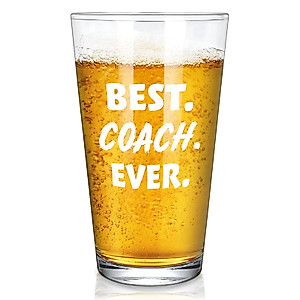 Futtumy Best Coach Ever, 15 Oz Beer Glasses, Coach Gifts for Men, Basketball Coach Gifts, Baseball Coach Gifts, Best Coach Gifts for Football Soccer Softball Volleyball, Beer Gifts for Coach