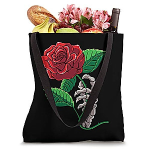 Skeleton Hand Red Rose Flower Romantic Aesthetic Tattoo Tote Bag
