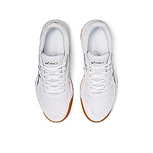 ASICS Women's Upcourt 5 Volleyball Shoes, 8.5, White/Pure Silver