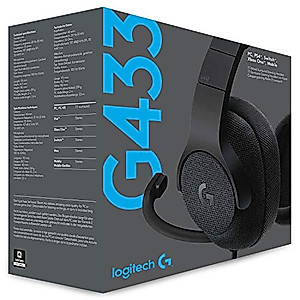 Logitech G433 7.1 Wired Gaming Headset with DTS Headphone: X 7.1 Surround for PC, PS4, PS4 PRO, Xbox One, Xbox One S, Nintendo Switch – Triple Black
