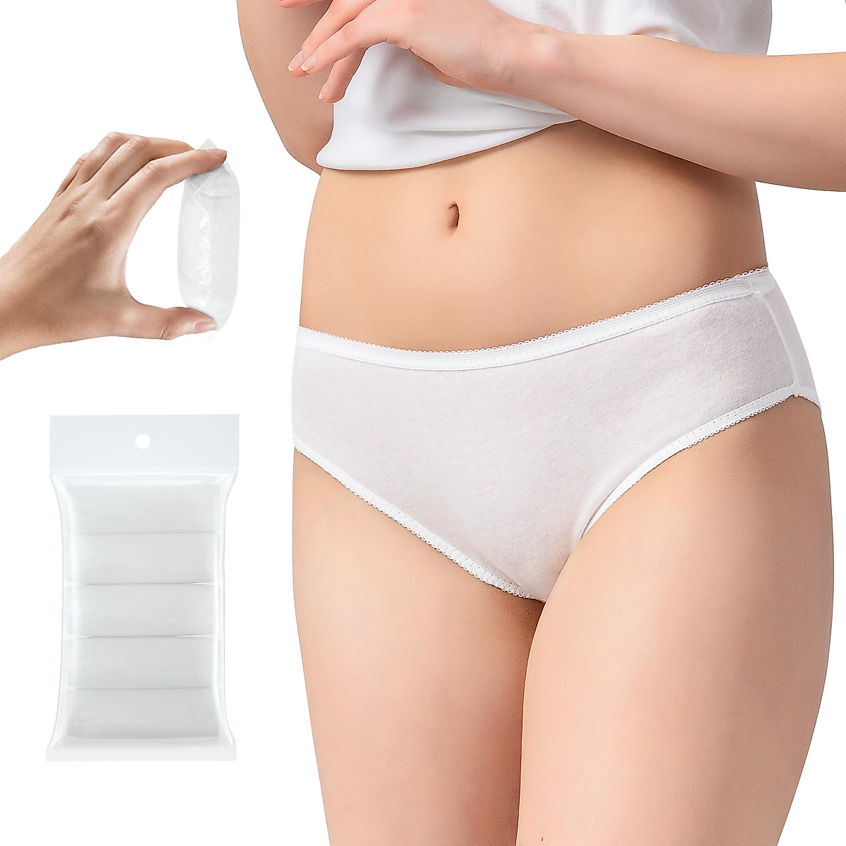 Women's Disposable 100% Cotton Underwear Ladies Briefs Panties for Travel Hotel Spa Hospital Stays Emergencies （5 Pieces, 2XL）