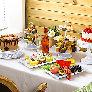 8 Pcs Cake Stands Set Metal Dessert Table Display Tiered Cupcake Holder Candy Donut Fruit Plate Cake Serving Tray Candlestick Display Treats Serving Tower for Wedding Birthday Party Decor (White)