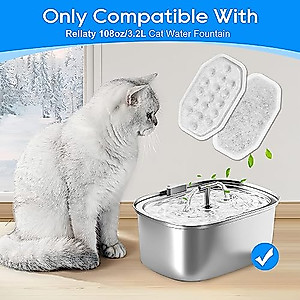 MyfatBOSS Cat Fountain Filter Replacement, Cat Water Fountain Filter for Rellaty 3.2L/108oz Cat Water Fountain, 10 Pet Fountain Filters with 10 Sponge Filters （10+10）