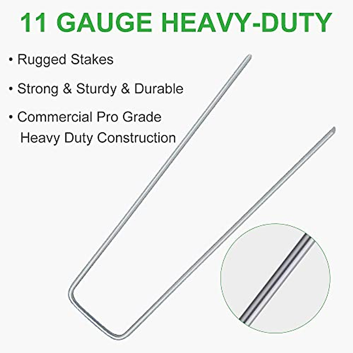 GROWNEER 100 Packs 6 Inches Heavy Duty 11 Gauge Galvanized Steel Garden Stakes Staples Securing Pegs for Securing Weed Fabric Landscape Fabric Netting Ground Sheets and Fleece