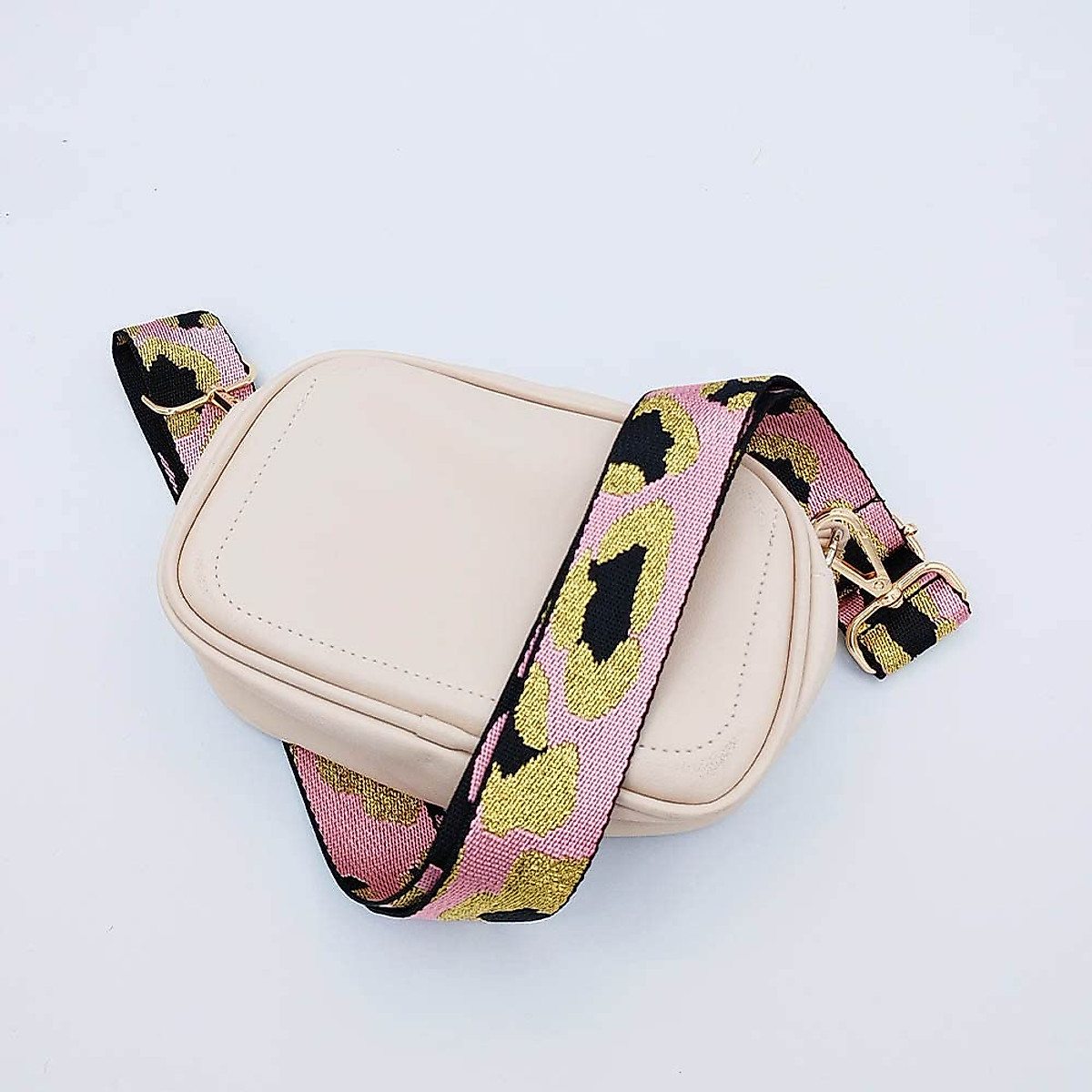 Wide Pink Leopard Handbag Strap Replacement Adjustable Shoulder Bucket Cross-body Purse Guitar Straps For Women