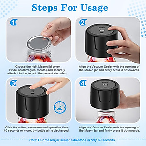 Aizilasa Electric Mason Jar Vacuum Sealer, Vacuum Sealer for Canning Jars Freeze Dried Food Storage, Jar Vacuum Sealing Machine with 5 Regular & 5 Wide Mouth Mason Jar Sealer Lids