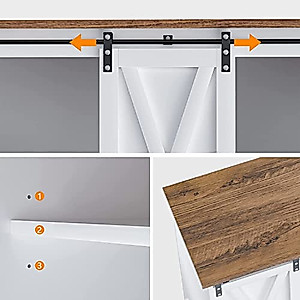 Farmhouse Coffee Bar Cabinet, 42’’ Kitchen Buffet Sideboard Cabinet with Storage, White Coffee Bar Buffet Cabinet with Sliding Barn Door, Coffee Bar Table with Adjustable Shelf for Living Dining Room