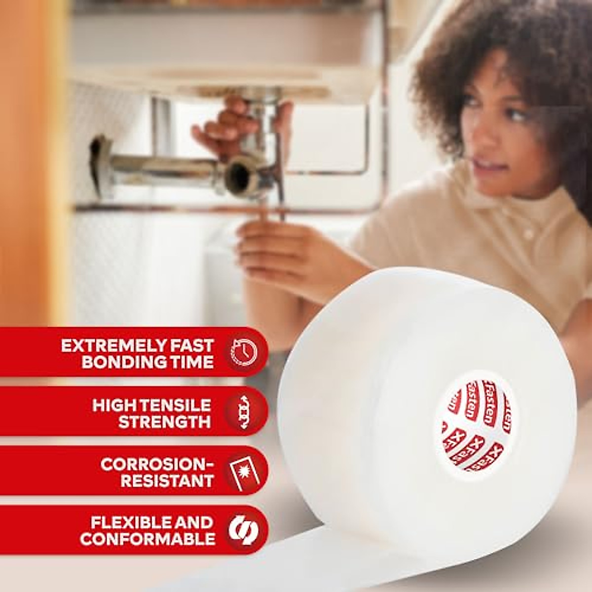 XFasten Self Fusing Silicone Tape for Plumbing Clear 1" X 36-Foot Non-Adhesive Leak Seal Tape Waterproof, Silicone Grip Tape, Rubber Tape Thick for Pipe, Hose Repair Tape, Stop Leak Tape