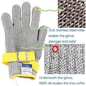 Dowellife Level 9 Cut Resistant Glove Food Grade, Stainless Steel Mesh Metal Glove Knife Cutting Glove for Butcher Meat Cutting Oyster Shucking Kitchen Mandoline Chef Slicing Fish Fillet (Medium)