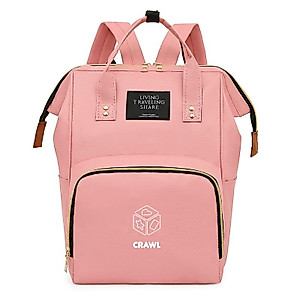 CRAWL Diaper Backpack, Bag, Waterproof Backpack, Baby Girl, Baby Boy, Back Pack, Newborn, Red, Blue, Pink, Multicolored, Backpack (Pink)