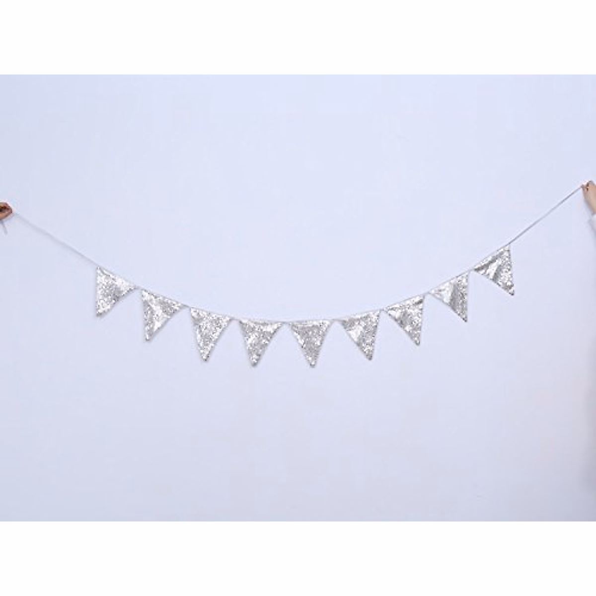 PartyDelight Silver Sequin Bunting, Multicolor Fabric Triangle Flag Bunting for Party,Wedding Sequin Bunting/Garland, Outdoor Bunting Flag(9 Flags in one Bunting)