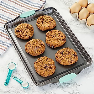 Set of 3 Nonstick Cookie Sheets for Baking, Bakeware Pans with Silicone Rubber Handles, 10x14 inches