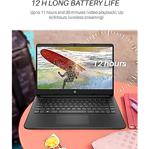 HP 14" Ultra-Light Stream Laptop for Students Business - Intel Quad-Core Processor, 4GB RAM, 64GB eMMC, 1-Year Office 365, Webcam, 11H Long Battery Life, Win11 Home S