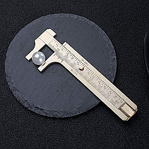 Juland Retro Vernier Caliper Copper Alloy Mini Brass Sliding Pocket Caliper Metal Double Scale for Measuring Gemstones and Jewelry Components Bead Wire Guitar Repair 80 mm /3.15"