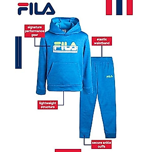 Fila Boys' Sweatsuit Set - 2 Piece Active Hoodie Sweatshirt and Jogger Sweatpants - Performance Activewear Set for Boys, 8-12, Size 12, Prince Blue