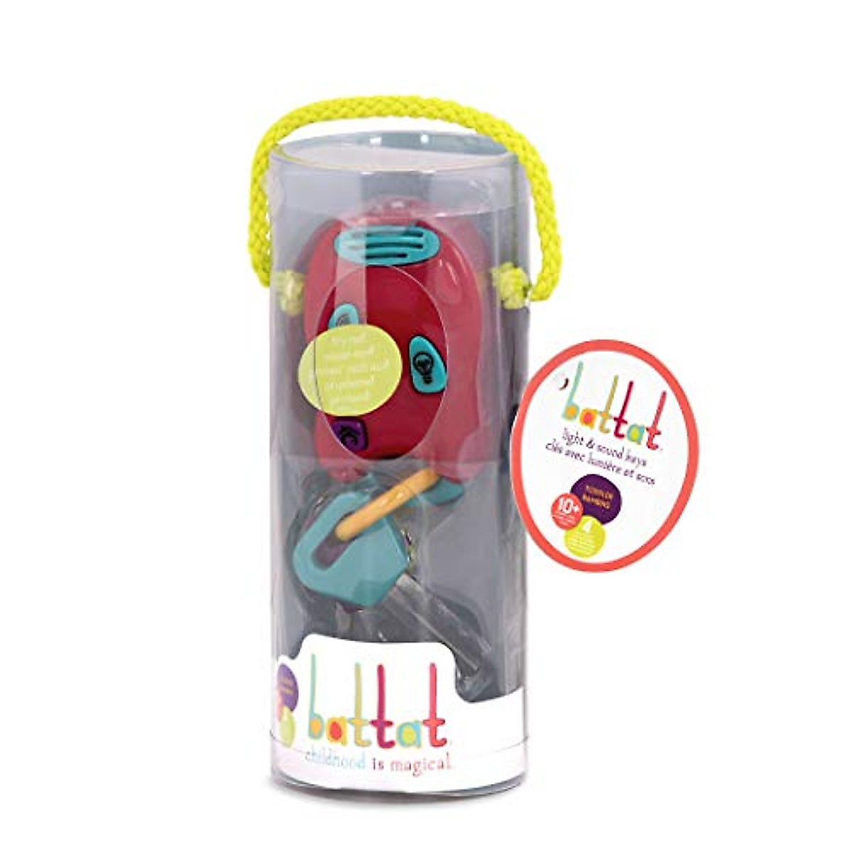 Battat Toy Keys – 3 Keys & Remote with 4 Fun Sounds – Mini Flashlight – Toy Car Keys with Fob for Baby, Toddler – Light & Sound Keys – 10 Months + Red, 6 x 1.25 x 7.5 inches